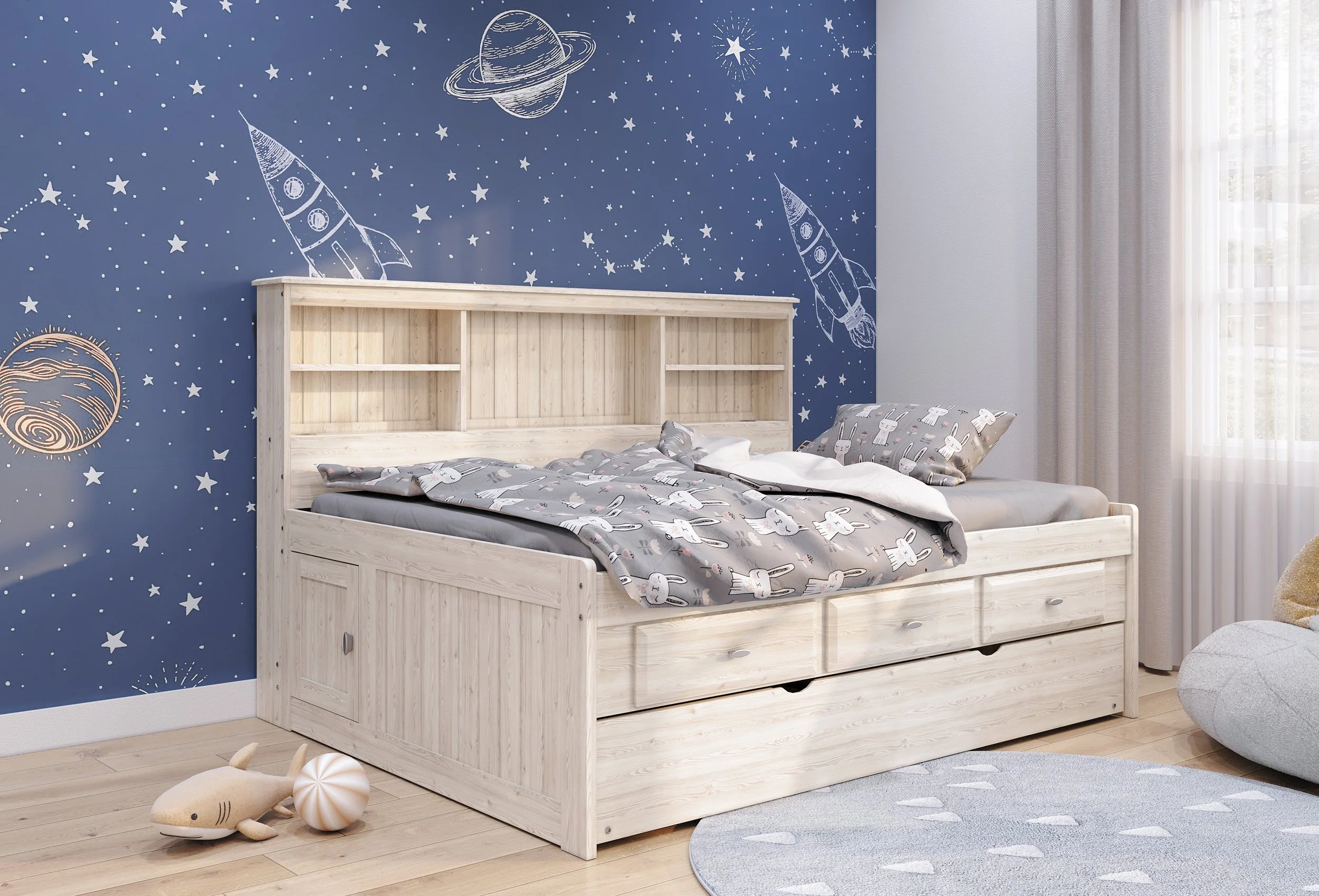 Full size bookcase daybed with storage store
